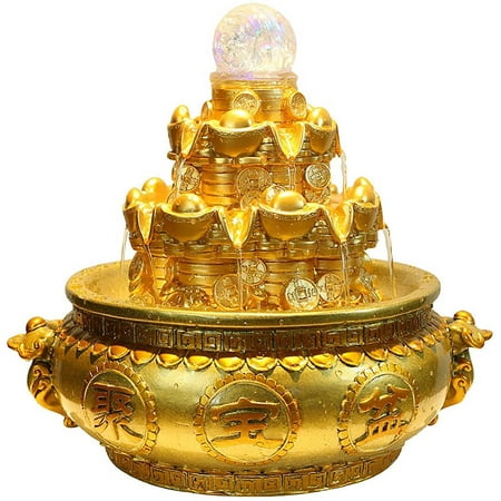 Treasure Basin Tabletop Fountain,Feng Shui Golden Coin Ingot Statue ...