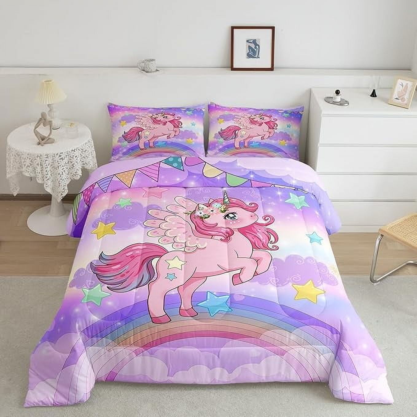 Click here for Yst Unicorn Comforter Set For Girls Twin Size Cute... prices