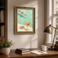 Affixzi Vintage Swimmer Cocktail Art Print, Teal Pool Wine Wall Art ...
