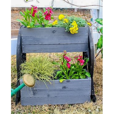 SkyMall Outdoor Whisky Wheel Flower Planter with Rustic Design and ...