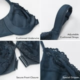 DELIMIRA Women's Front Closure Bras Plus Size Full Coverage Underwire ...