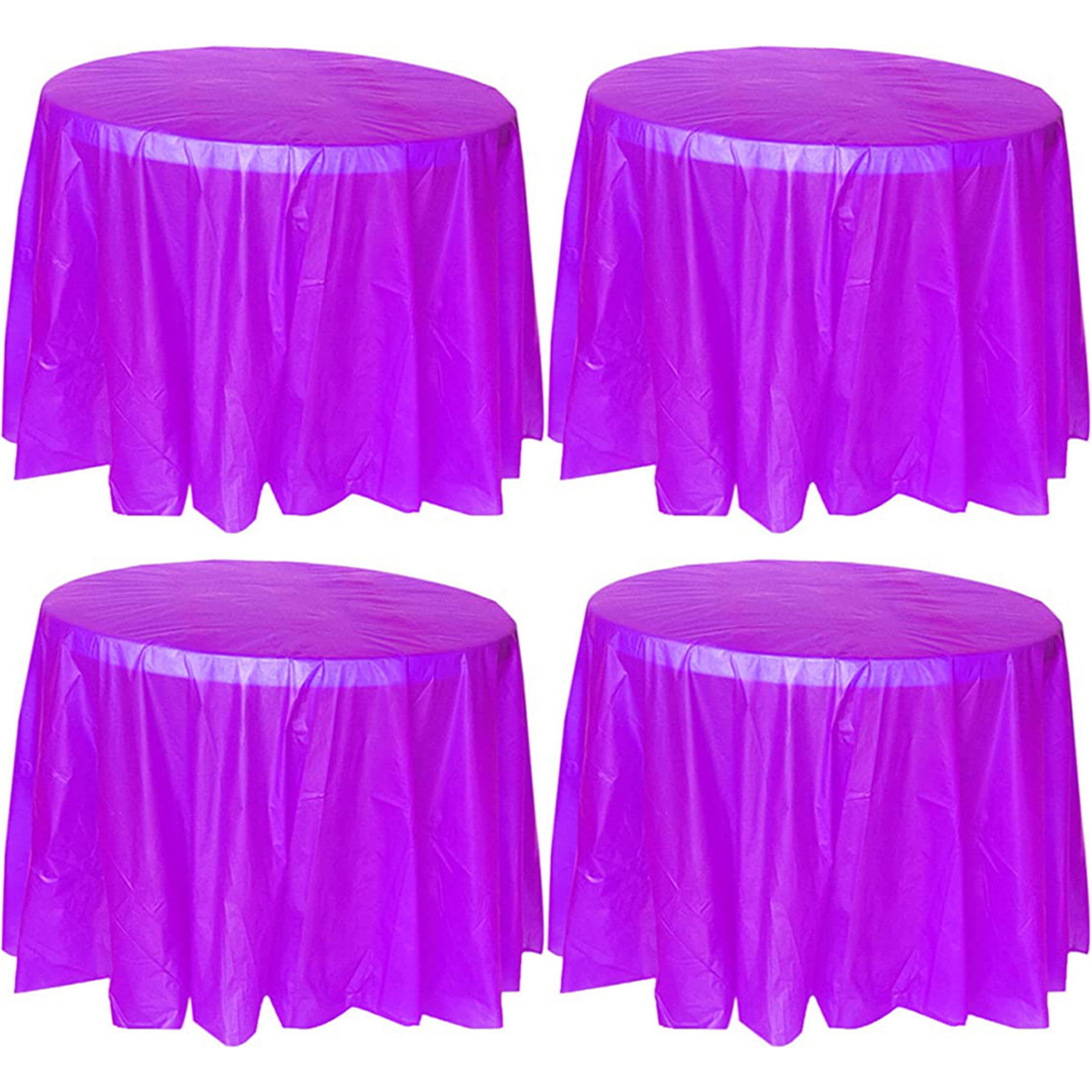 4 Pack of Round Disposable Plastic 84 Inch Tablecloths Party Wedding ...