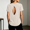 Open Back Workout Tops for Women 2026 Summer Short Sleeve Crewneck ...