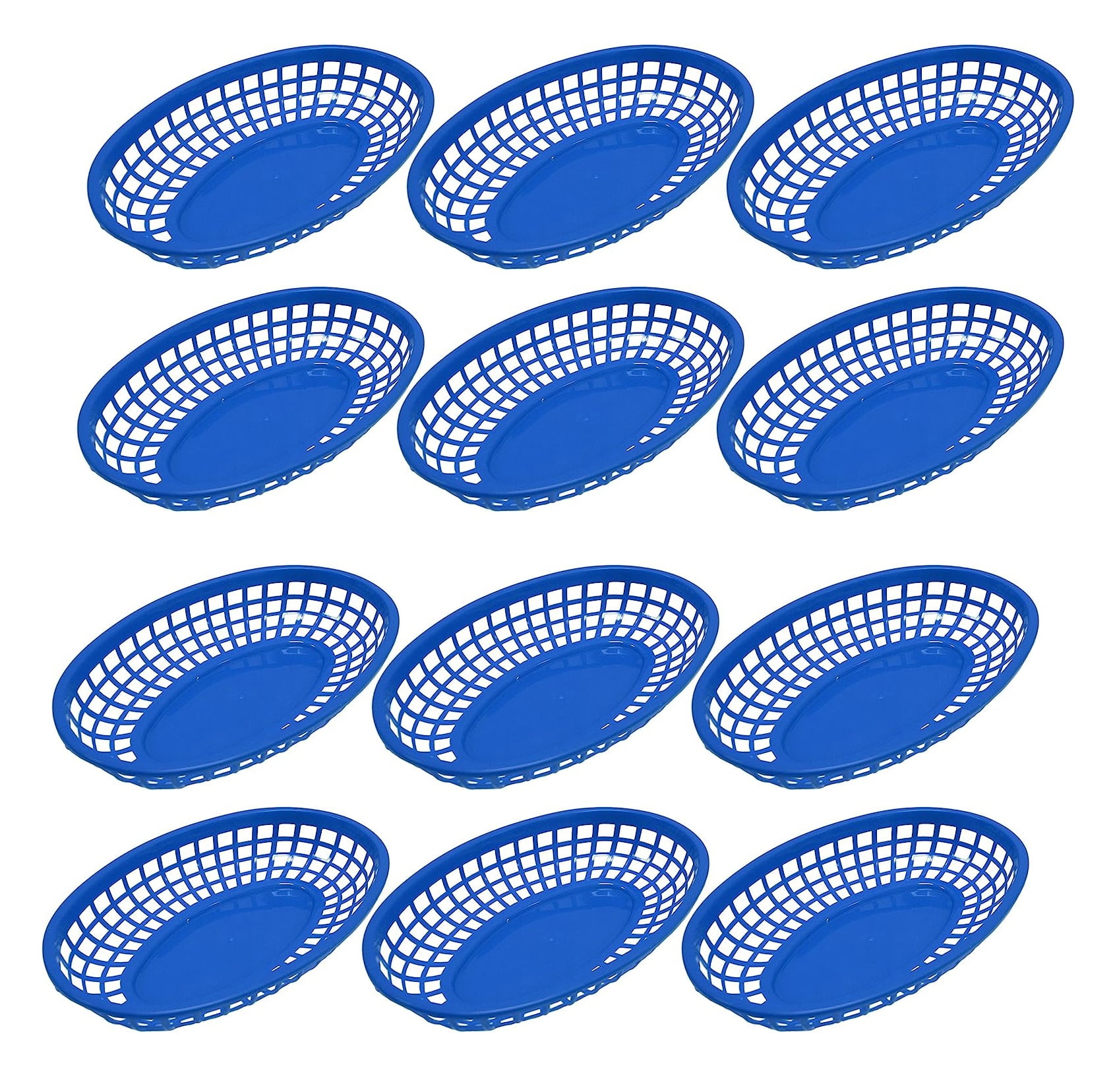 Set of 12 Plastic Blue BBQ Food Serving Baskets Fry Tray Appetizer Deli ...