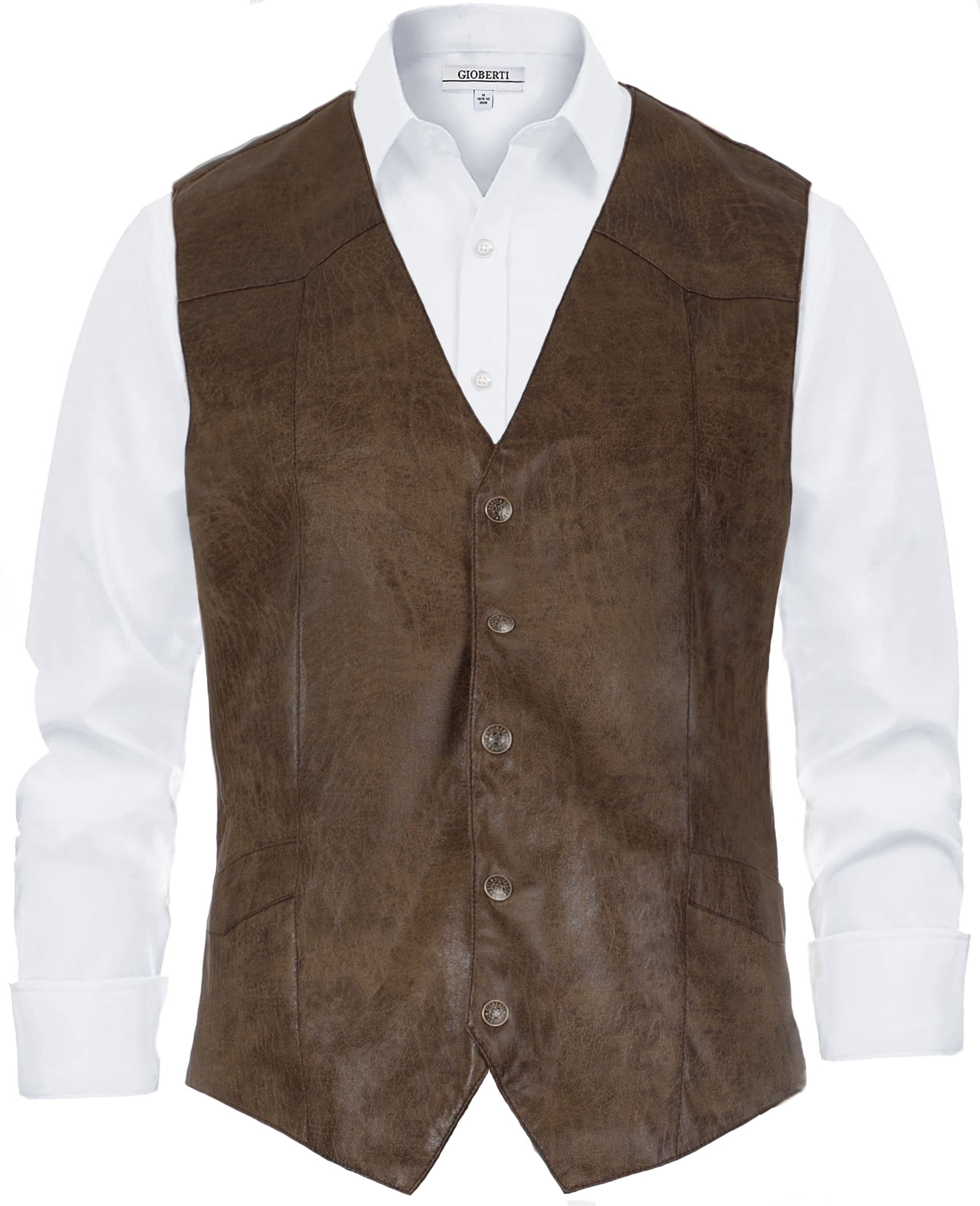Gioberti Men's 5 Button Faux Leather Vest - Walmart.com