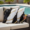 Black Marble Outdoor Waterproof Pillow Covers, Luxury Gold White ...