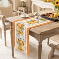 Autumn Farm Orange White Pumpkin Leaf Table Runner 13x90in Non-Slip ...
