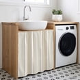 Beige White Stripes Cabinet Curtains for Kitchen 35"W x 35"L, Lines ...