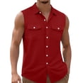 cllios Men's Linen Sleeveless Shirts Button Down Beach Tank Top Basic ...