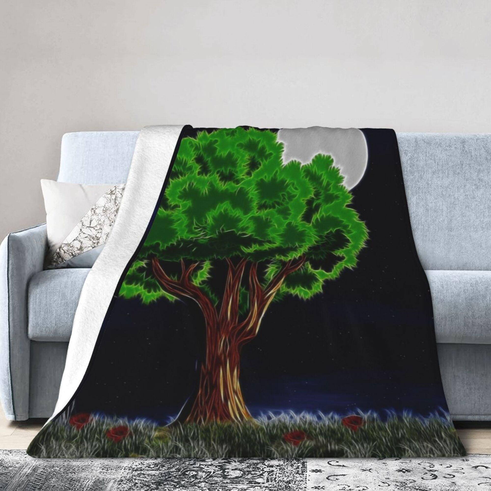 ZICANCN Night Illustration Anti-Pilling Flannel Bed Throw Blankets ...