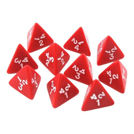 10 Pack D4 4 Sided Polyhedral for DND Math Teaching Family Game Props ...