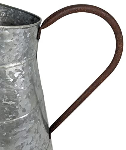 Large Galvanized Metal Pitcher Vase, 15.6′ Tall, Rustic Look for ...