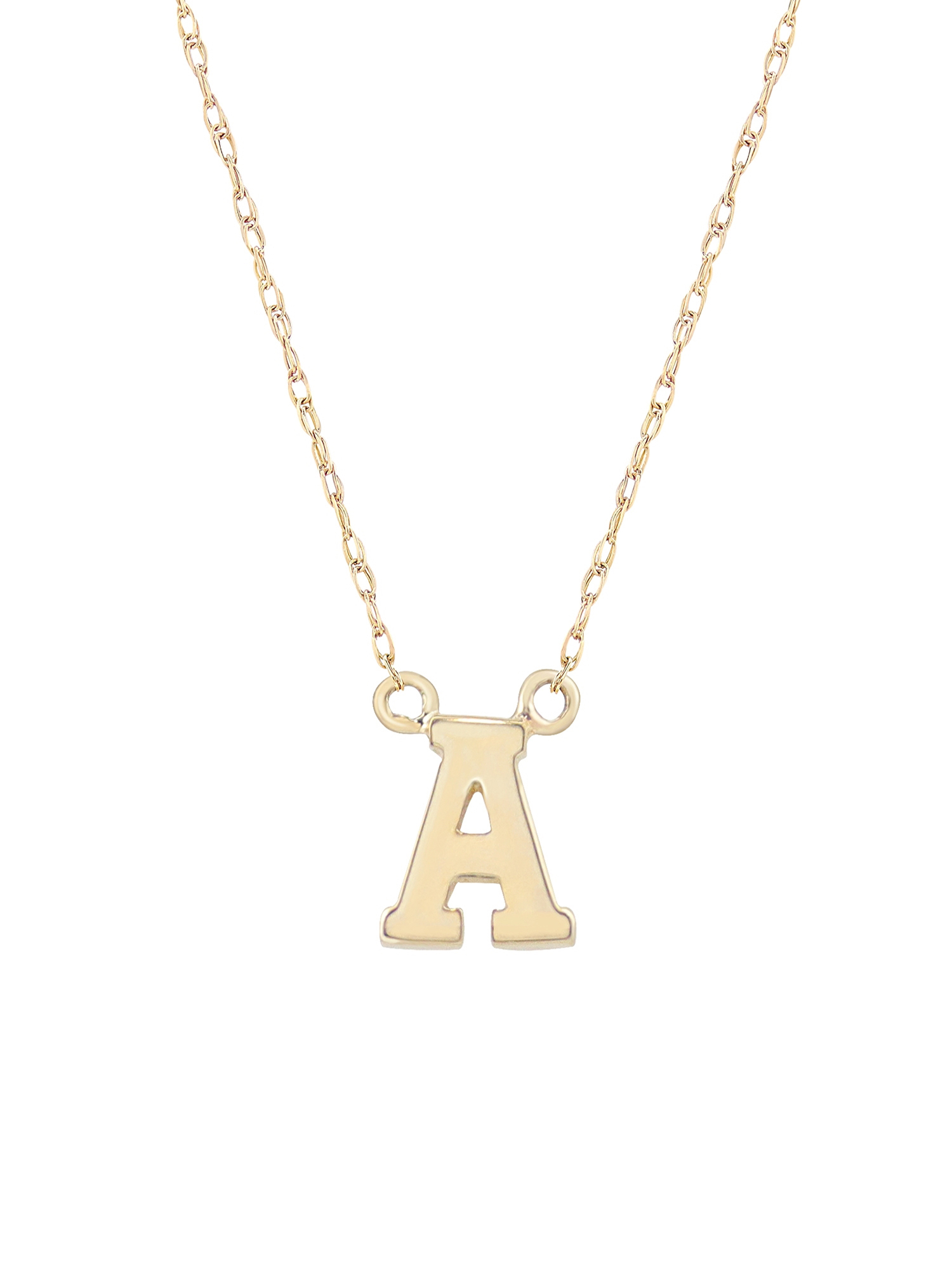 Unbrand 14K Yellow Gold Classic Alphabet Initial Pendant Necklace A