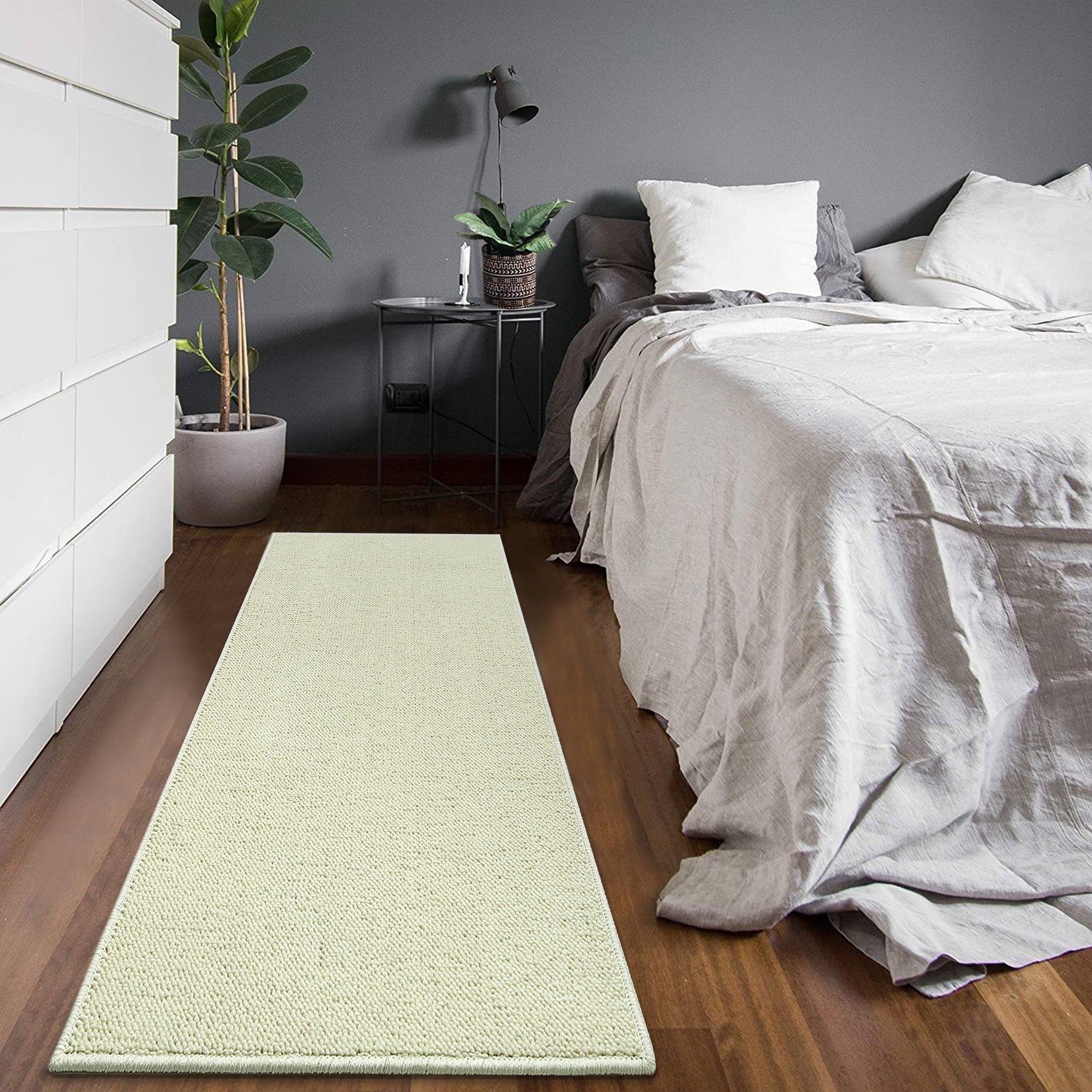 ZACOO 2' x 8' Runner Rug Natural Wool Door Mat Solid Non-Slip Hallway ...