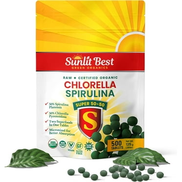 Sunfood Superfoods Vegan Chlorella Tablets, Green Algae, Vitamin D ...
