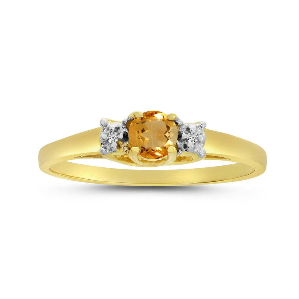 Direct-Jewelry - 10k Yellow Gold Round Citrine And Diamond Ring ...