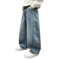 Boys Baggy Jeans Cartoon Embroidery Wide Leg Denim Pants for Big Kids ...