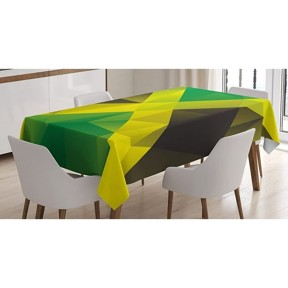 Jamaican Tablecloth, Triangular Polygon Design Abstract Flag Geometric ...