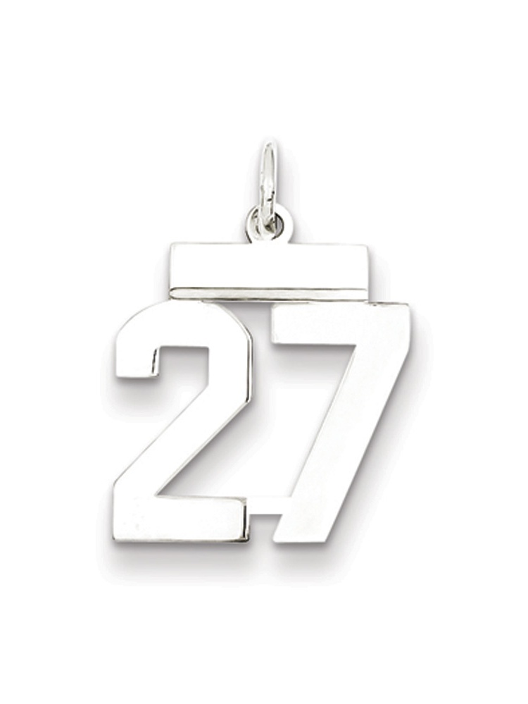 Sterling Silver, Athletic Collection, Small Polished Number 27 Pendant ...