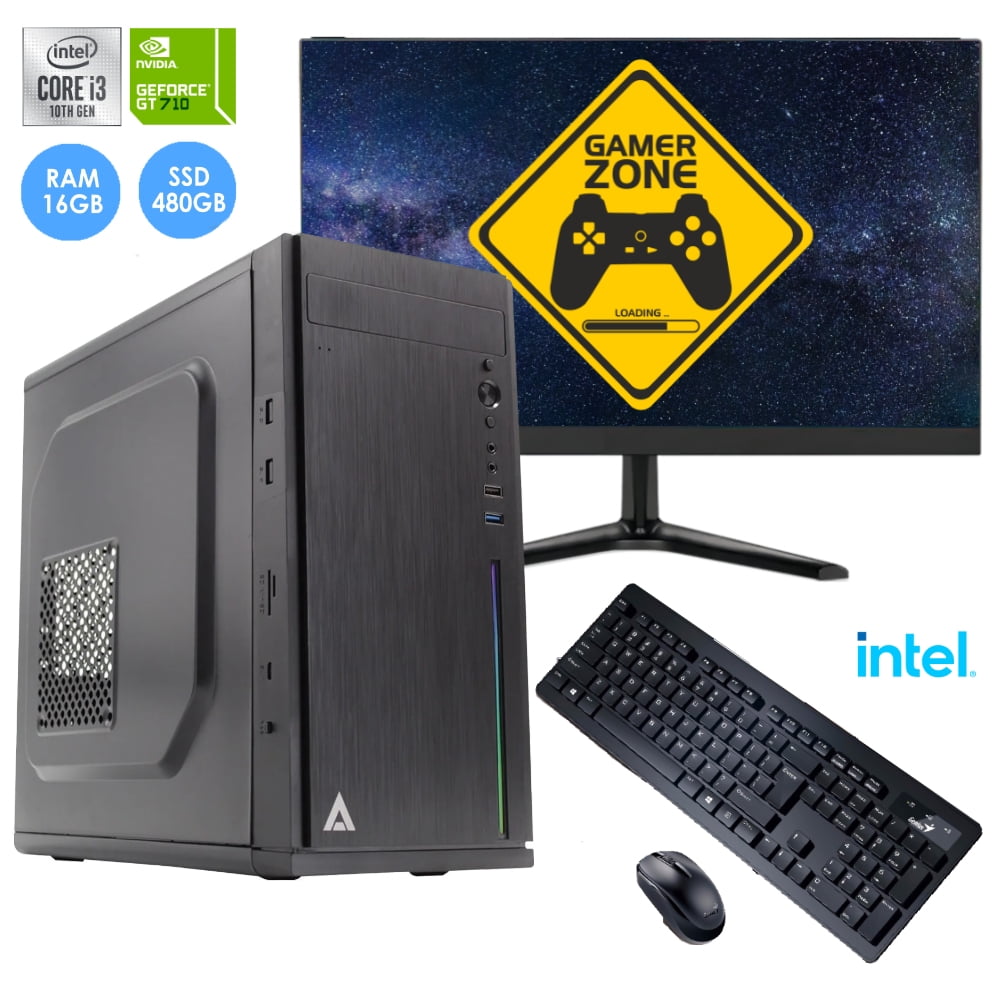 Computadora PC armada i3 10100f Intel SSD 480GB 16GB RAM Nvidia 710 Monitor 21.5 pulgadas ...