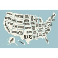 Beautiful Colorful Letterpress State Map of The United States by ...