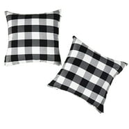 Farmhouse Buffalo Check Plaid Throw Pillow Covers, Set of 2, Black ...