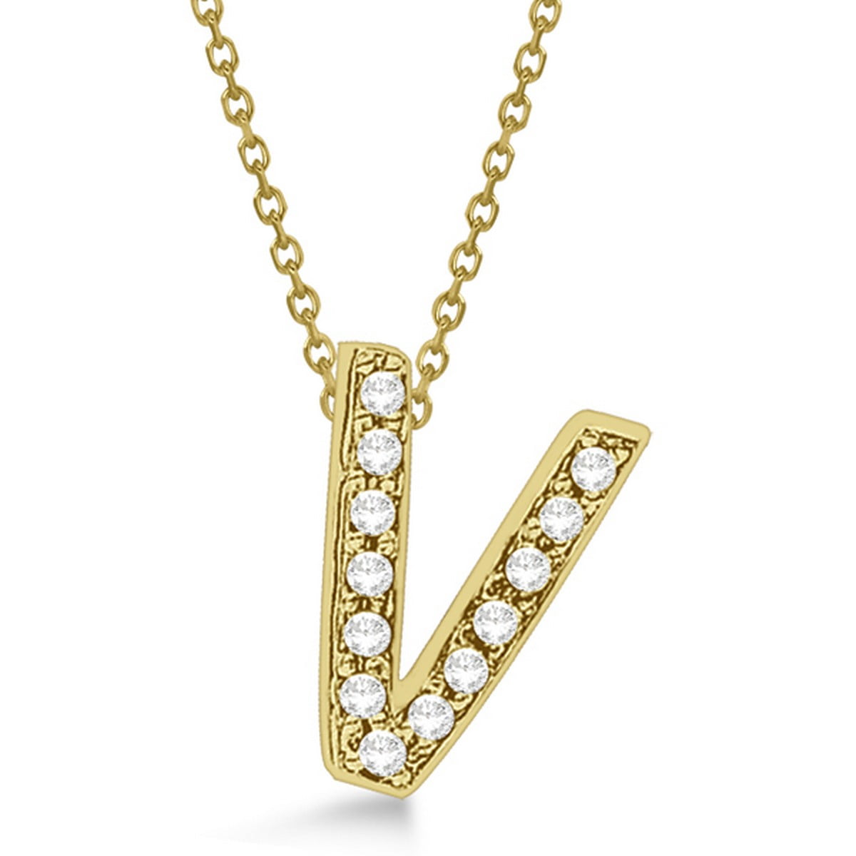 Custom Tilted Diamond Block Letter Initial Necklace in 14k Yellow Gold ...