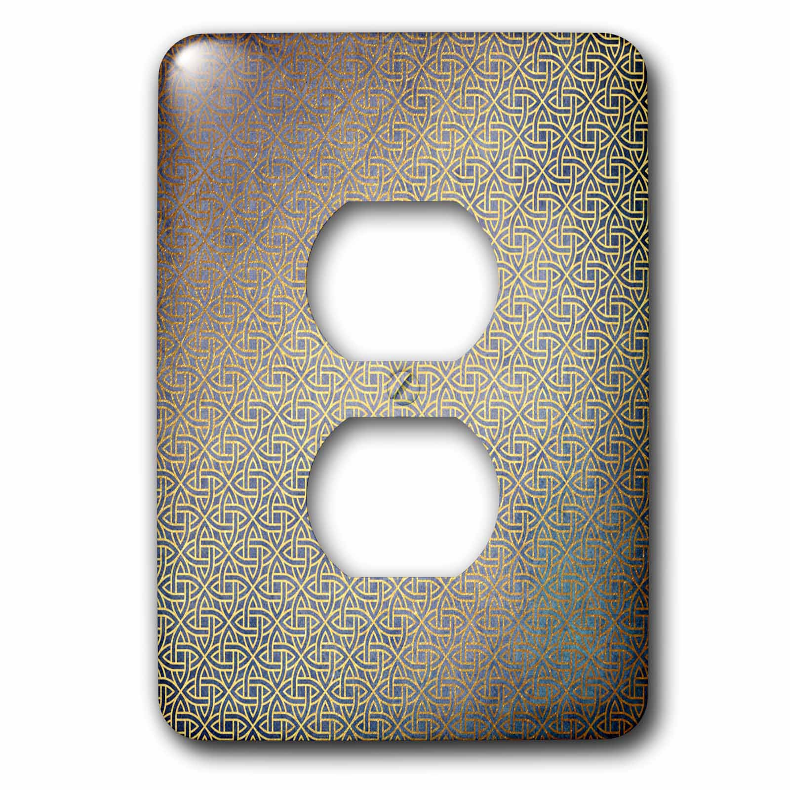Fancy Faux Gold and Blue Celtic Circle Diamond Pattern 2 plug outlet ...