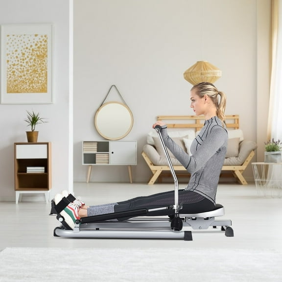 Gymax Home Gym Workout Rowing Machine with Adjustable Double Hydraulic ...
