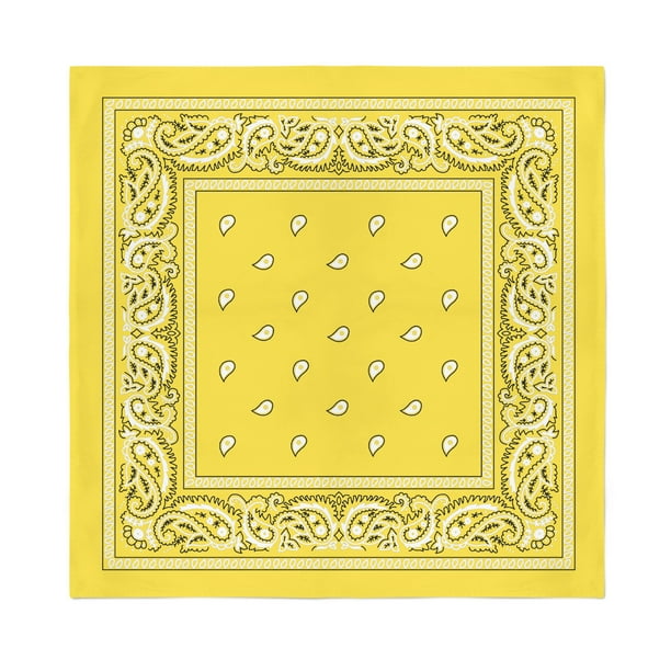 Mechaly Multifunctional 12 Pack Dozen Cotton Paisley Bandanas (Yellow ...