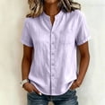dazeni Gauze Tops for Women Short Sleeve Button Down Shirts Crewneck ...