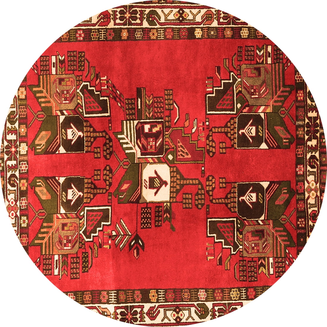 Ahgly Company Indoor Round Persian Orange Traditional Area Rugs, 6 ...