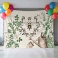 Flower Leaf Bee Photography Backdrop 10x8FT, Vintage Blue Floral Butterfly Bee Crown Linen ...