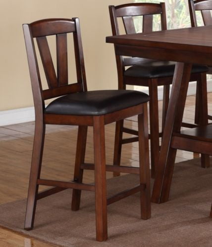 Dark Walnut Counter Height 24-in Seat H Chairs Upholstered Seat, Set of ...