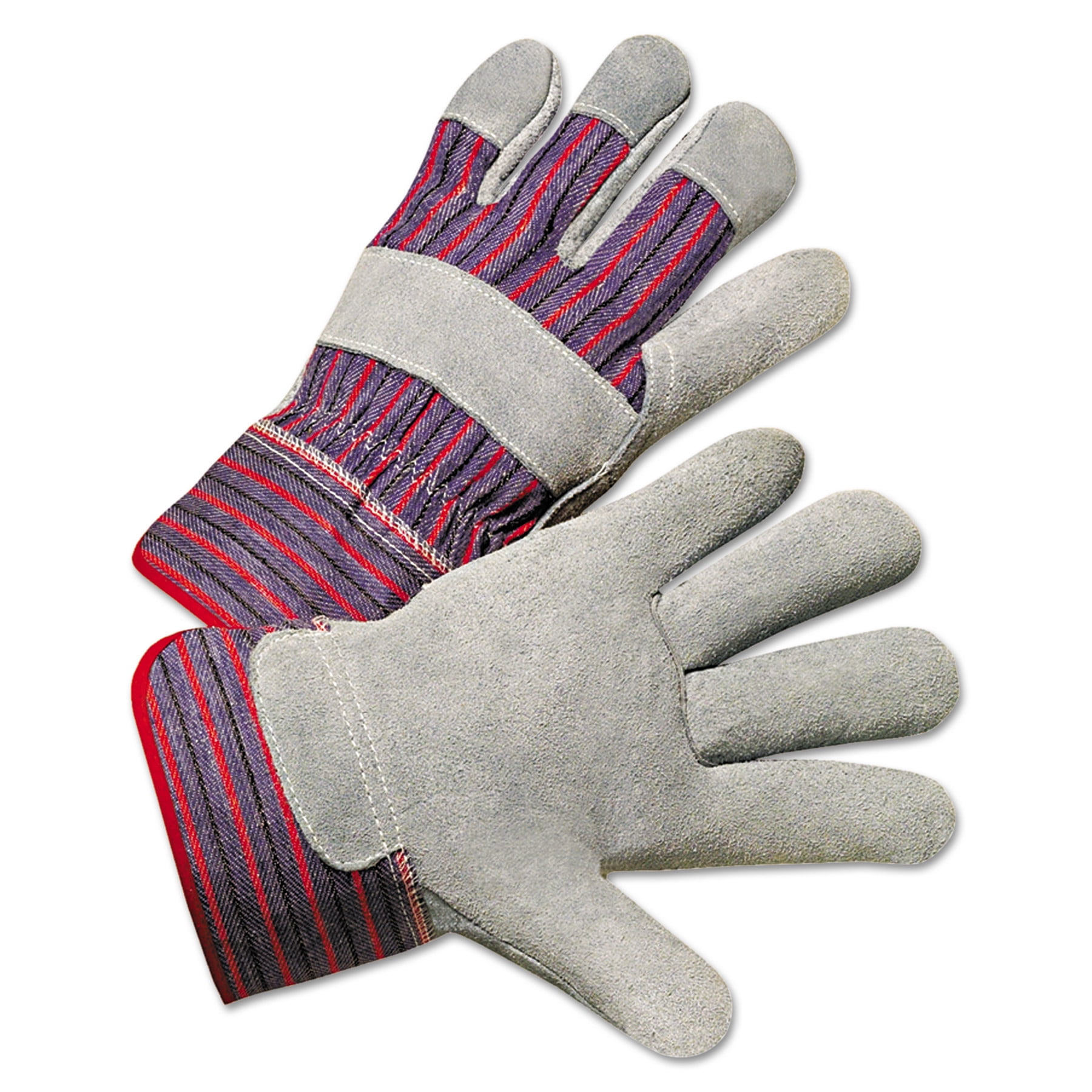 Anchor Brand Leather Palm Work Gloves, Gray/Blue/White, Large, 12 Pairs ...