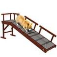 PawHut Wooden Dog Ramp with Removable Guardrails, Non-Slip, 60", Brown ...