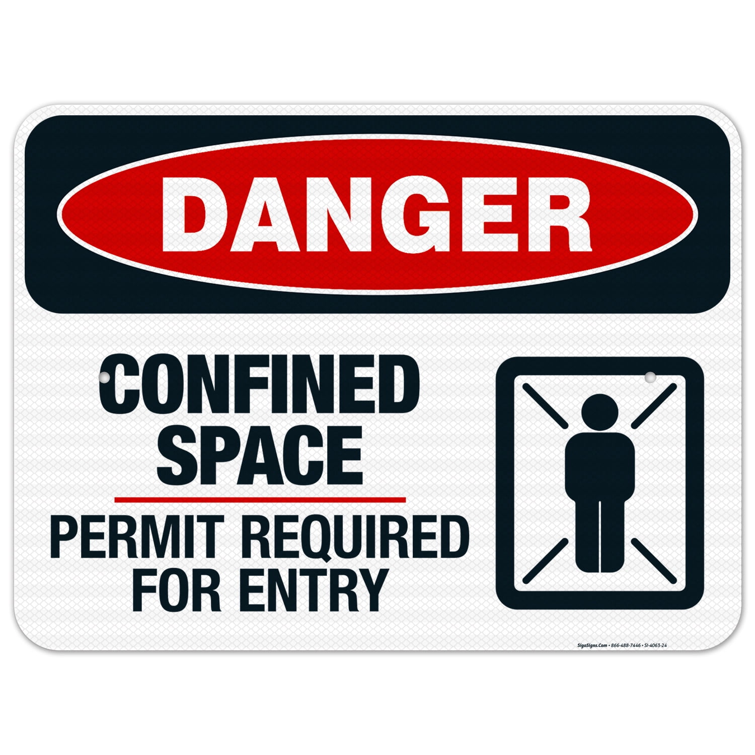 Danger Confined Space Permit Required For Entry Sign, OSHA Danger Sign ...