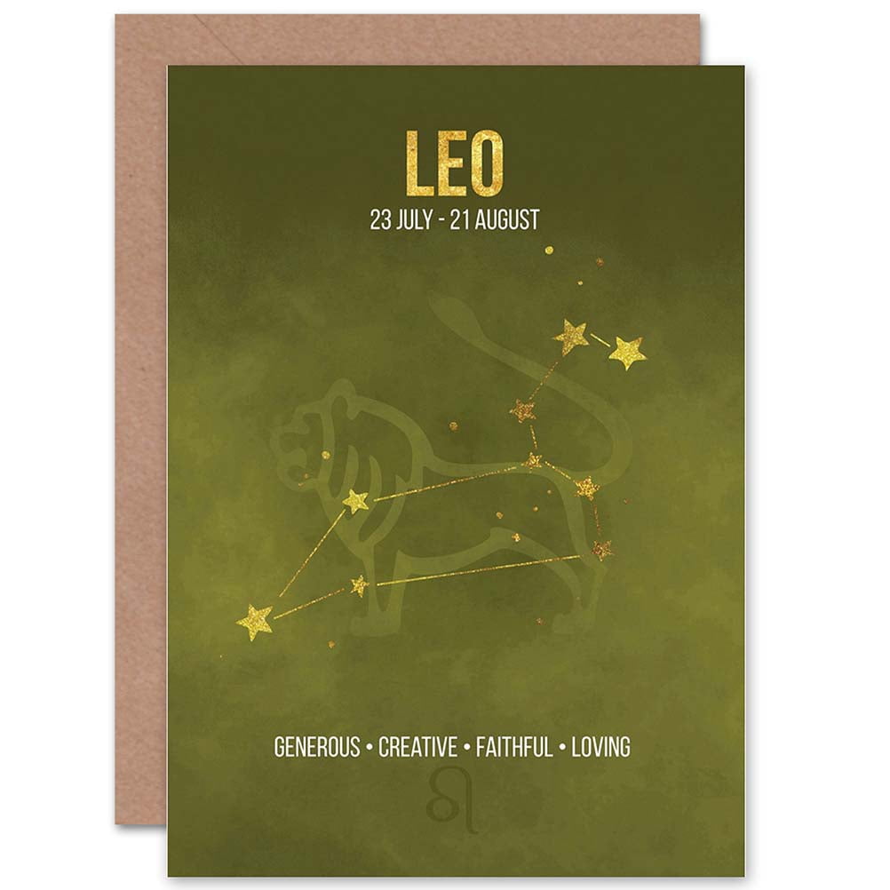 Leo Star Sign Birthday Card Astrology Greetings Card Plus Envelope ...