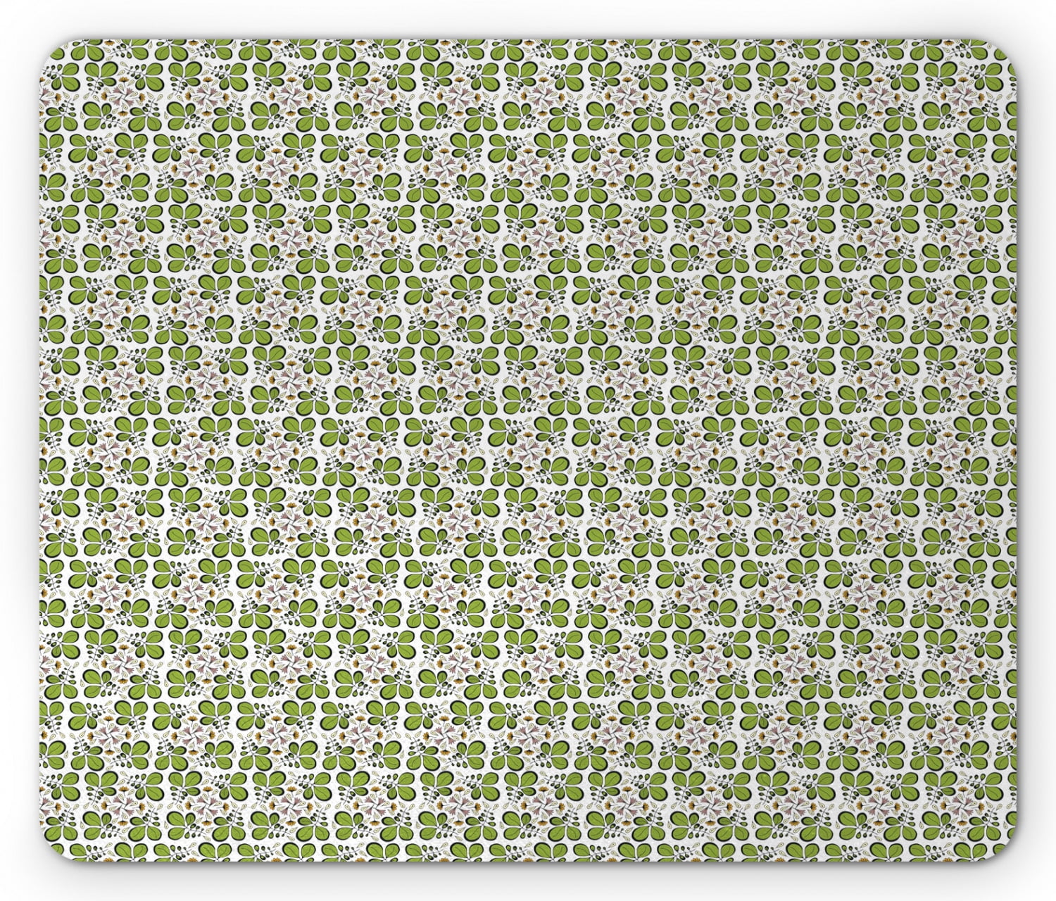 Nature Mouse Pad, Botanical Ornament of Leaves Spring Herbs Organic ...