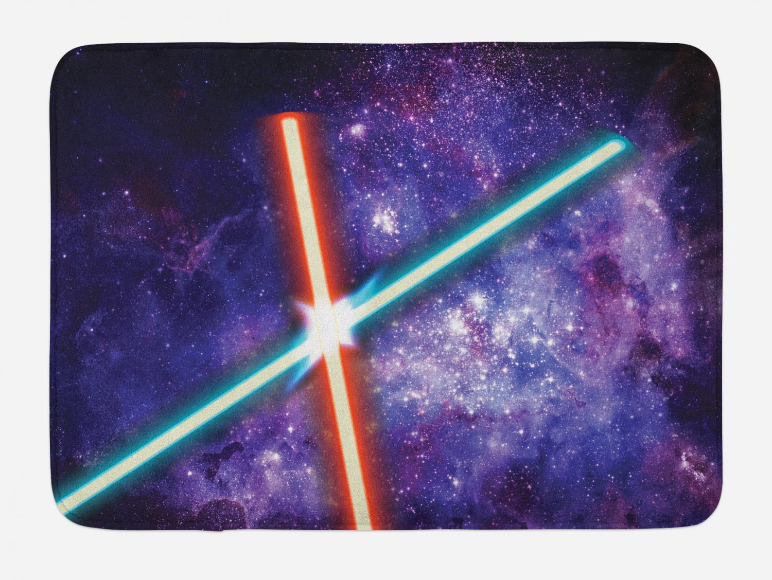 Galaxy Bath Mat, Futuristic Fantastic Galaxy ClashThemed Illustration ...