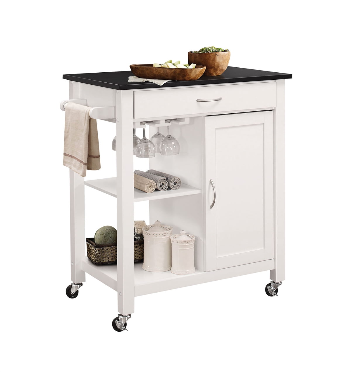 Kitchen Cart with 360° Lockable Wheels, Rolling Kitchen Island Cart ...