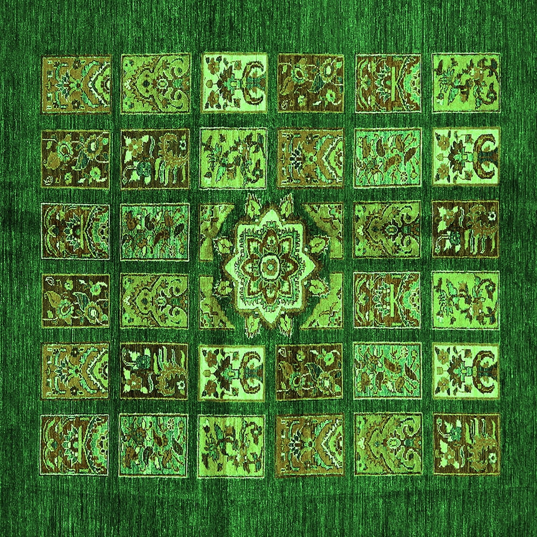 Ahgly Company Indoor Square Abstract Green Modern Area Rugs, 6' Square ...