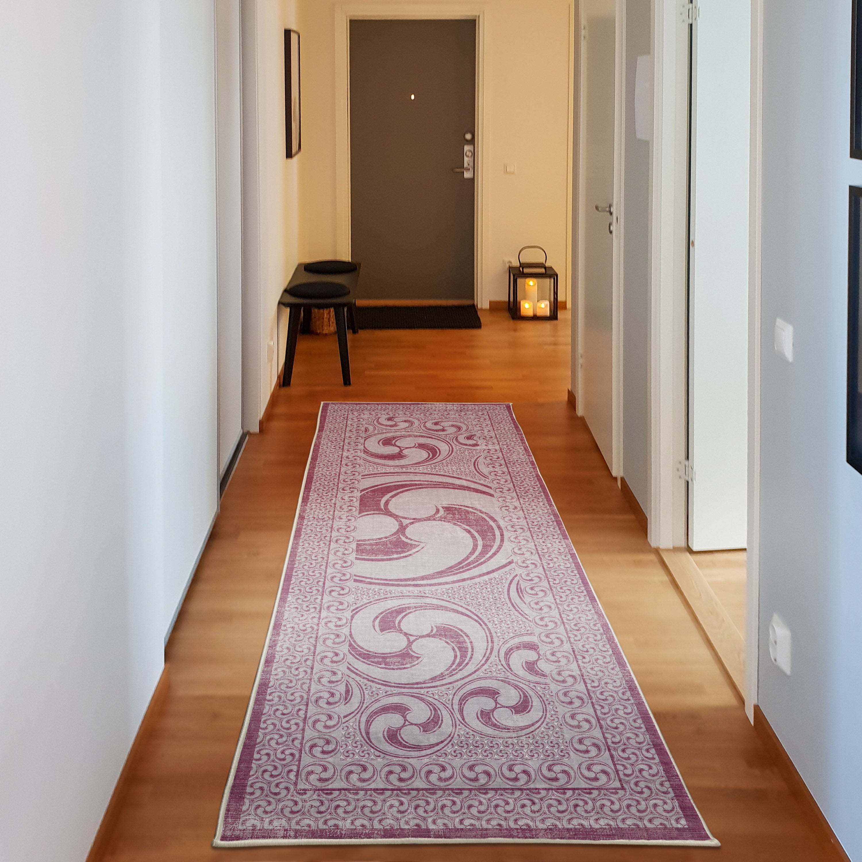 Geometric Decorative Rug, Whirling Look Abstract Circle Design Rounds ...