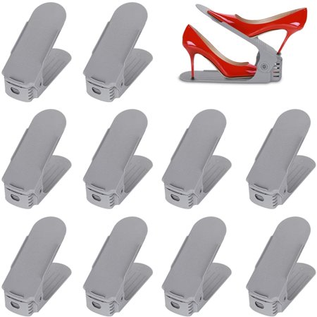 Hengda adjustable shoe racks, 10 pieces adjustable shoe stacker gray ...