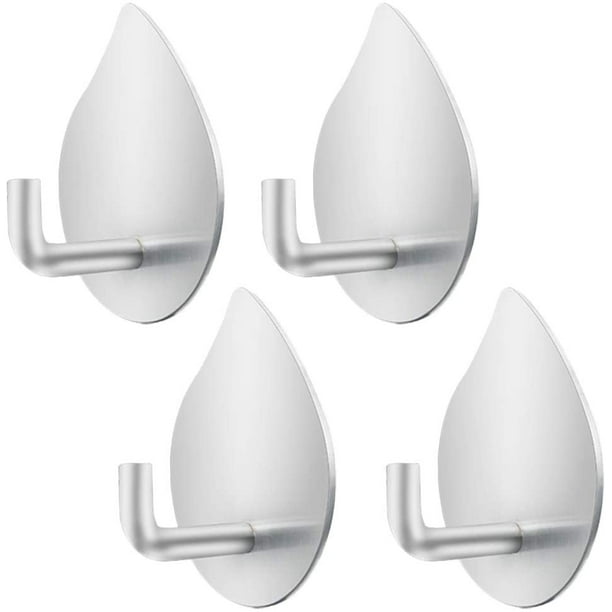 4 Pack Self Adhesive Hooks, Heavy Duty Stainless Steel Adhesive Hangers ...