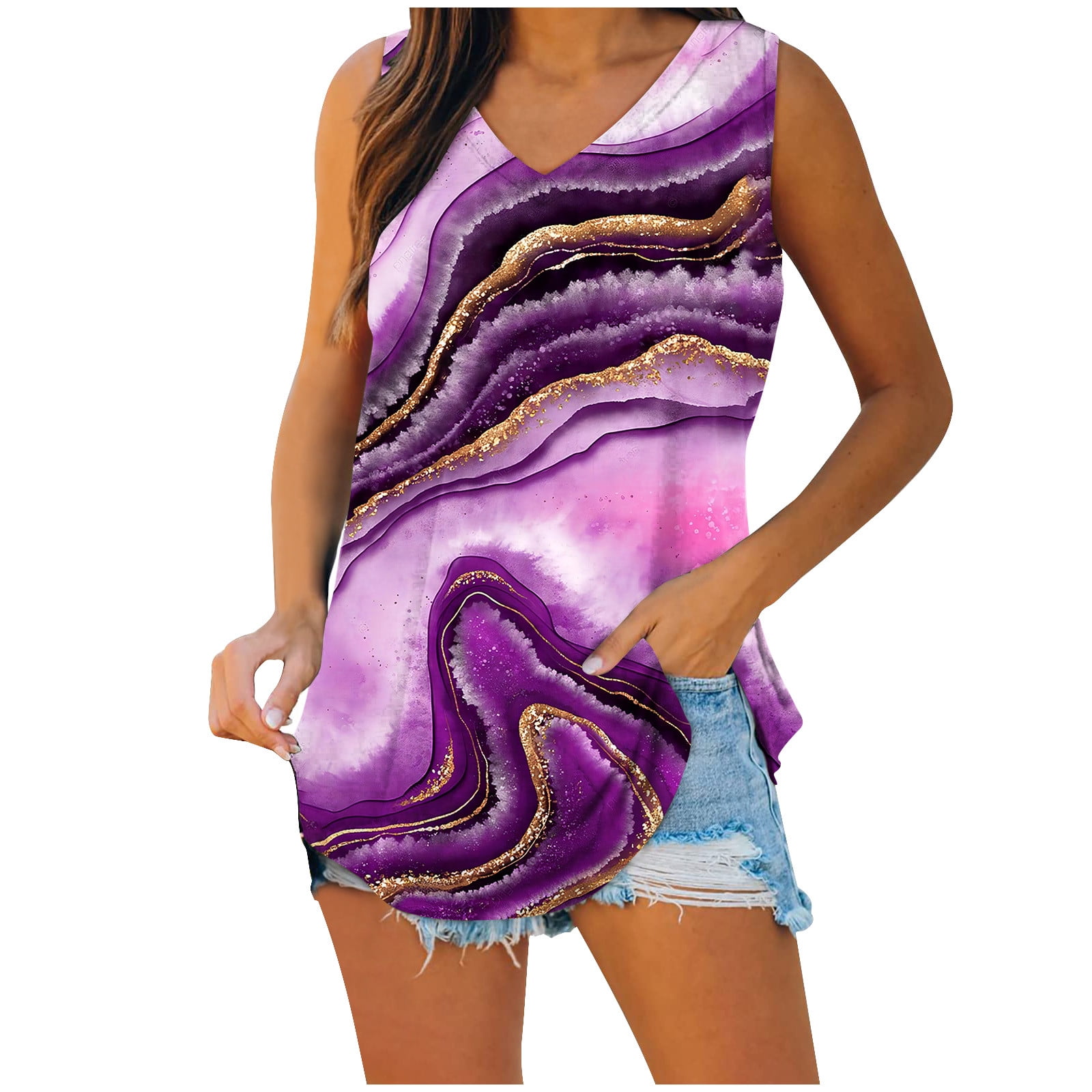 Click here for Unbranded Fashion Women Causal V-Neck Printing Blo... prices