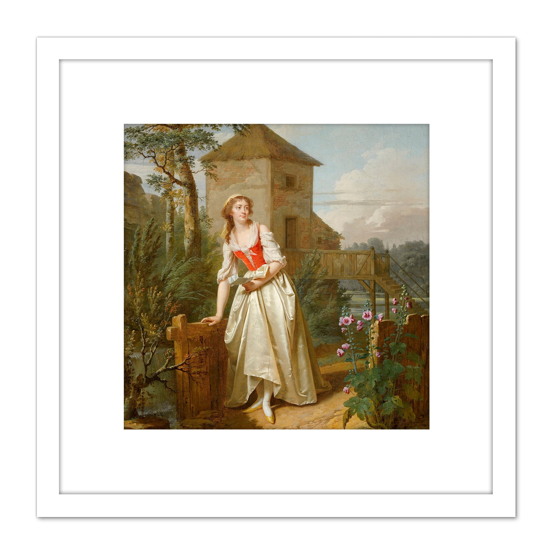 Martin Drolling Woman English Garden Painting 8X8 Inch Square Wooden ...
