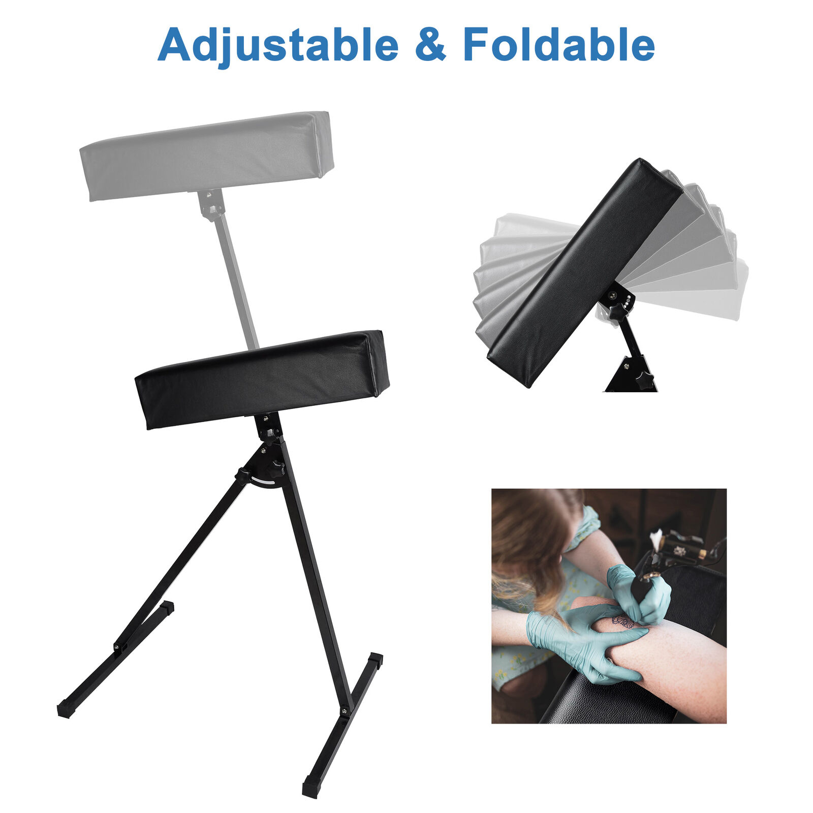 Adjustable Tattoo Armrest Foam Pad Arm Bar Leg Rest Foldable Stand ...