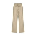 Pxkloy 2024 Linen Capri Pants For Women Casual Summer Drawstring Capris