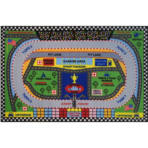 Fun Rugs Fun Time Area Rug FT-120 Speedway Multi-Color Race Track 3' 3 ...